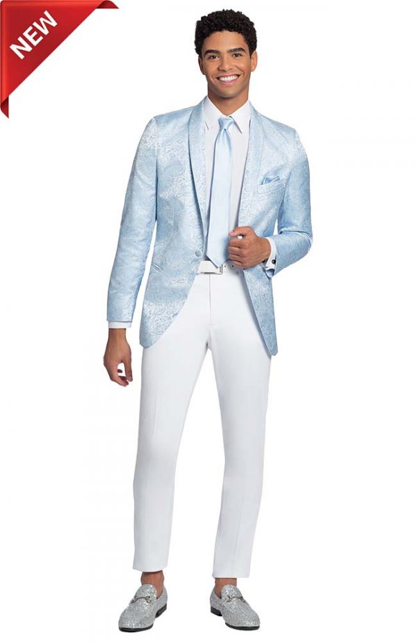 Light Blue Paisley Shawl Jacket - Top Hat Tuxedo